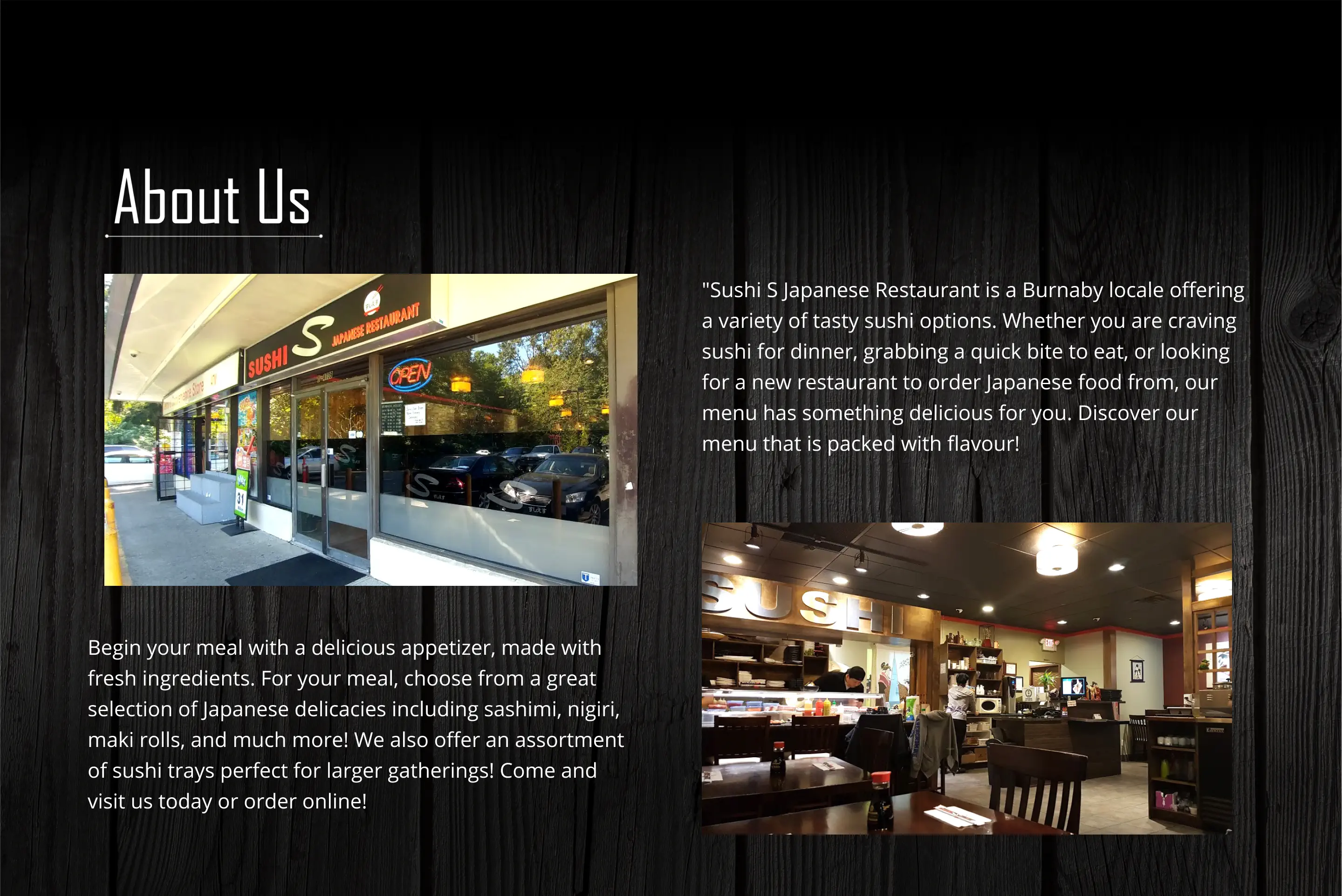 Sushi S | Japanese Restaurant in Burnaby | Order Online